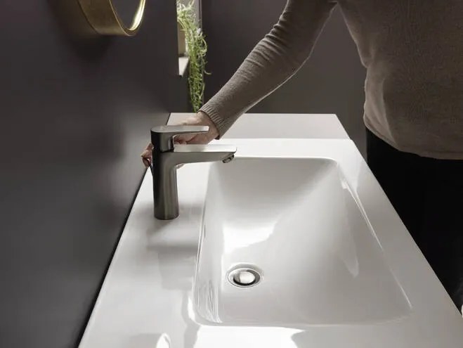 Hansgrohe Talis E, umyvadlová baterie 110 s odtokovou soupravou s táhlem, kartáčovaná černá chromová, 71710340