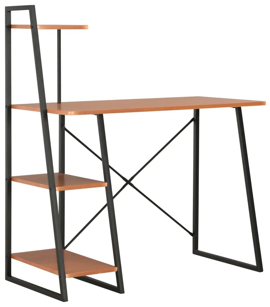 Psací stůl s poličkami černý a hnědý 102 x 50 x 117 cm 20285