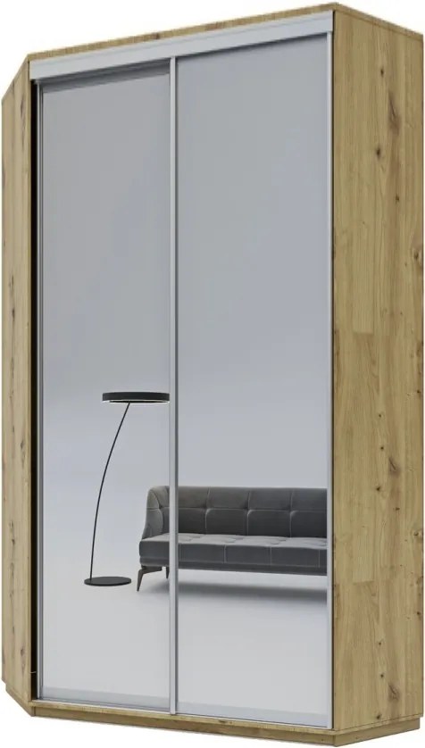 VerDesign CORZA rohová skříň 110, dub Artisan / silver