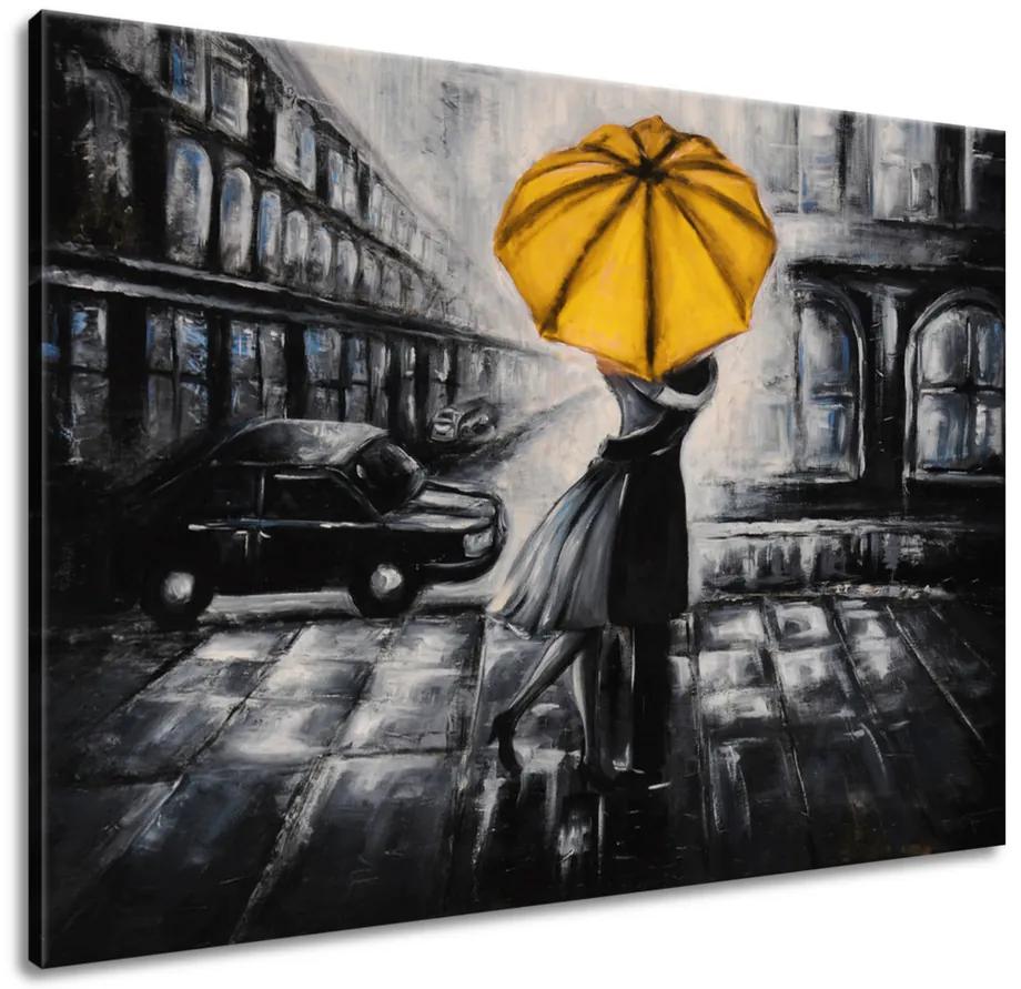 Gario Ručně malovaný obraz Žlutý polibek v dešti Rozměry: 120 x 80 cm