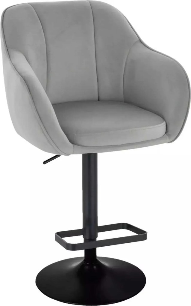 LuxuryForm DESIGN Barová židle AVOLA VELUR na černé kulaté podstavě - světle šedá
