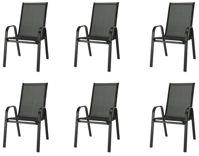 IWHOME Jídelní set VIGO XL antracit + 6x židle VALENCIA 2 černá