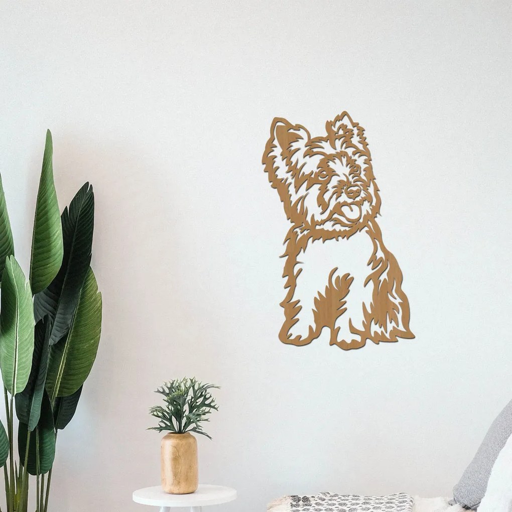 dřevo života Dřevěná dekorace psa Jorkšírský teriér Zvolte rozměr (cm): 19x30, Zvolte barvu dekoru: Buk