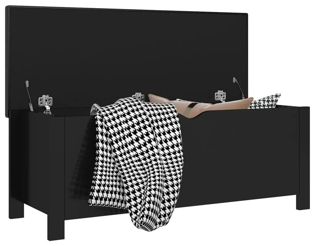 Úložný box s poduškou černý vysoký lesk 105x40x45cm dřevotříska - Default Title