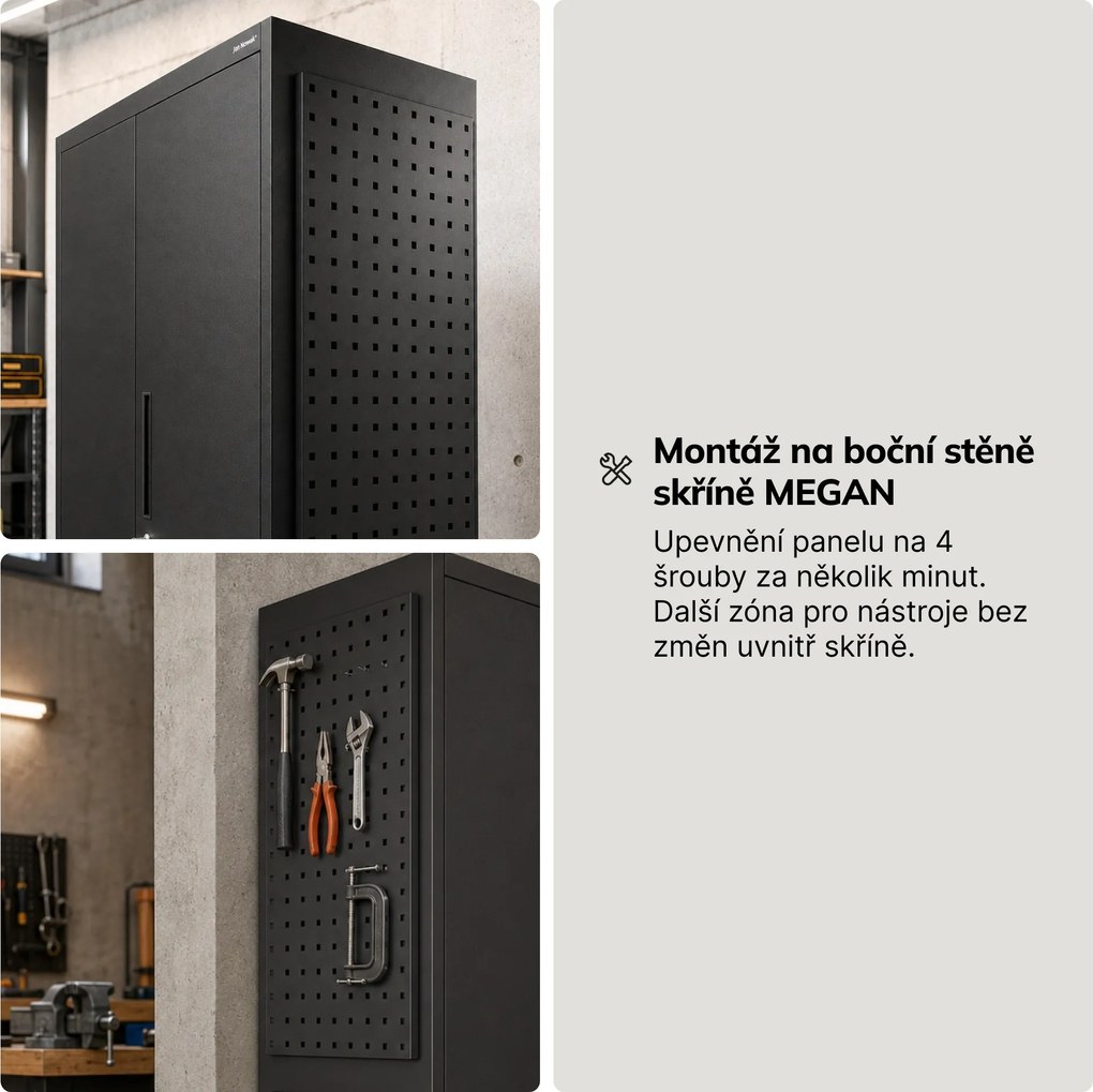 Deska na nářadí boční černá, 334x684x18 mm: příslušenství k MEGAN