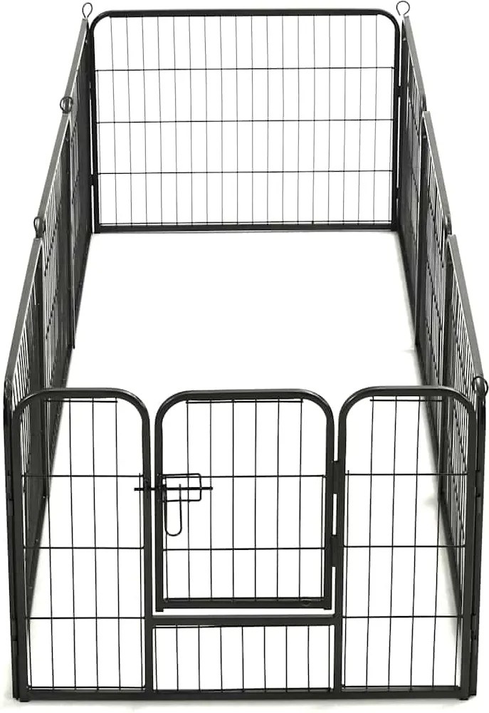 Ohrádka pro psy 8 panelů ocelová 60 x 80 cm černá 170572