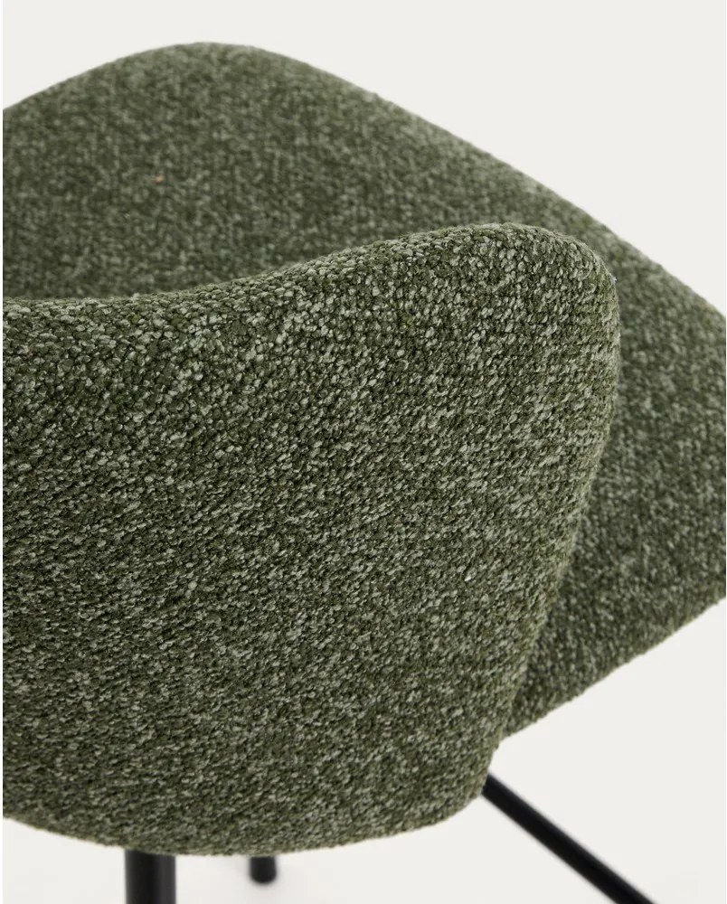 Tmavě zelená čalouněná barová židle (výška sedáku 75 cm) Ciselia – Kave Home