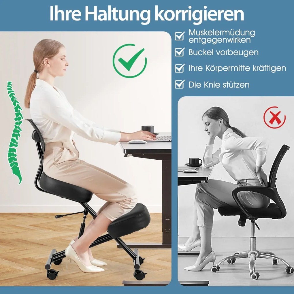 Costway Ergonomické klečící křeslo se šikmým sedákem pro úlevu od bolesti
