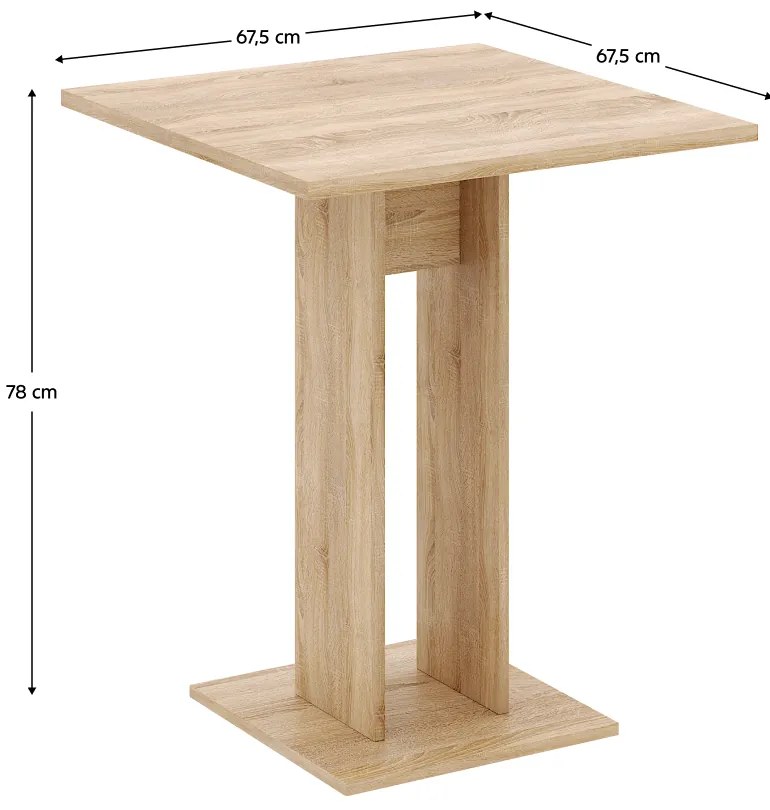 Kondela Jídelní stůl, dub sonoma, 67,5x67,5 cm, EVERET