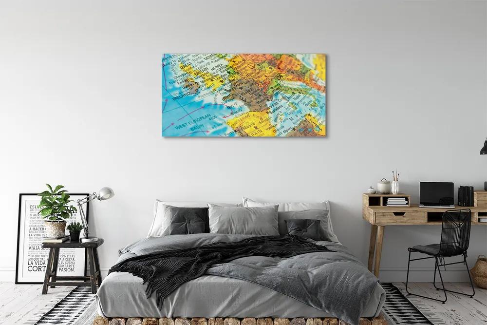 akrylový obraz zeměkoule mapa 125x50 cm