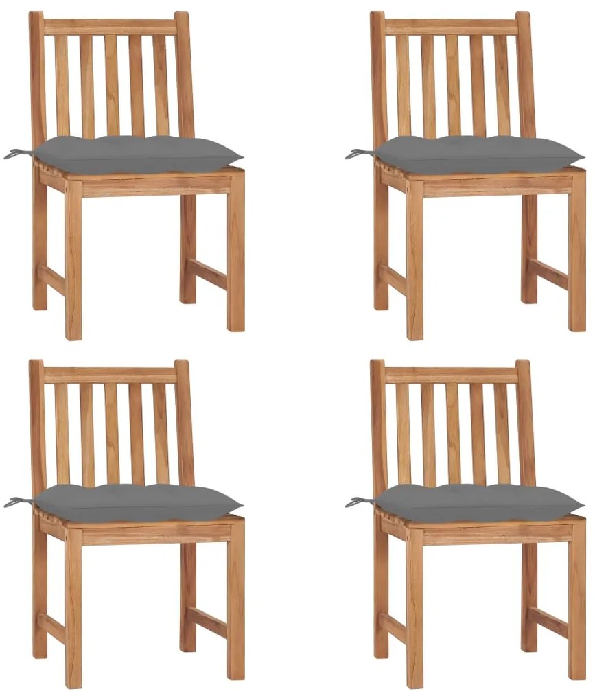 Zahradní židle 4 ks s poduškami masivní teak 3073104