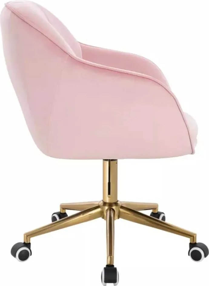 LuxuryForm DESIGN Otočná židle AVOLA VELUR na zlaté podstavě s kolečky - světle růžová