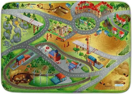 HOUSE OF KIDS Dětský hrací koberec Stavba 3D Ultra Soft 100x150 zelenožlutý
