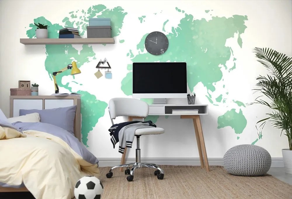 Samolepící tapeta mapa světa v zeleném odstínu - 225x150 cm