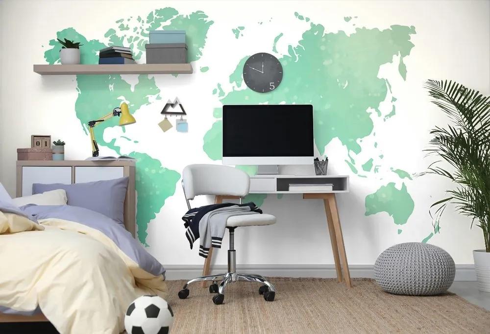 Samolepící tapeta mapa světa v zeleném odstínu - 375x250 cm