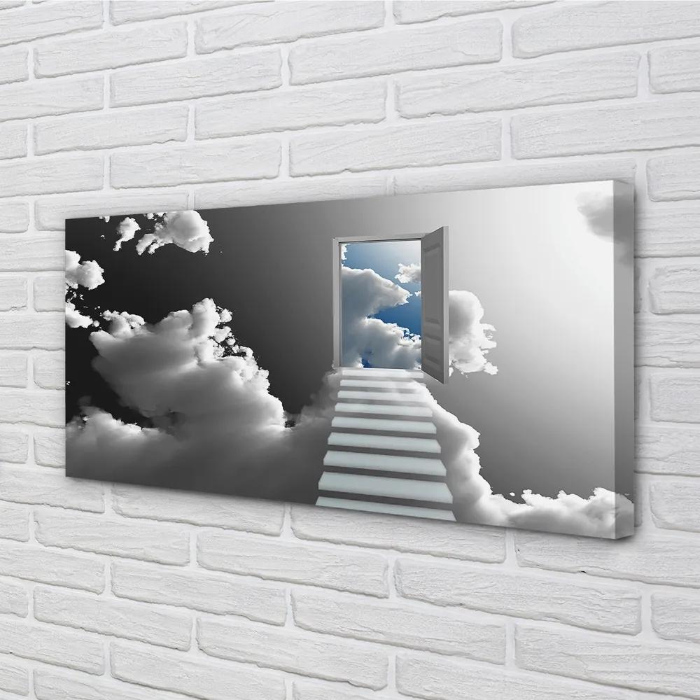 Obrazy na plátně Schody mraky dveře 100x50 cm