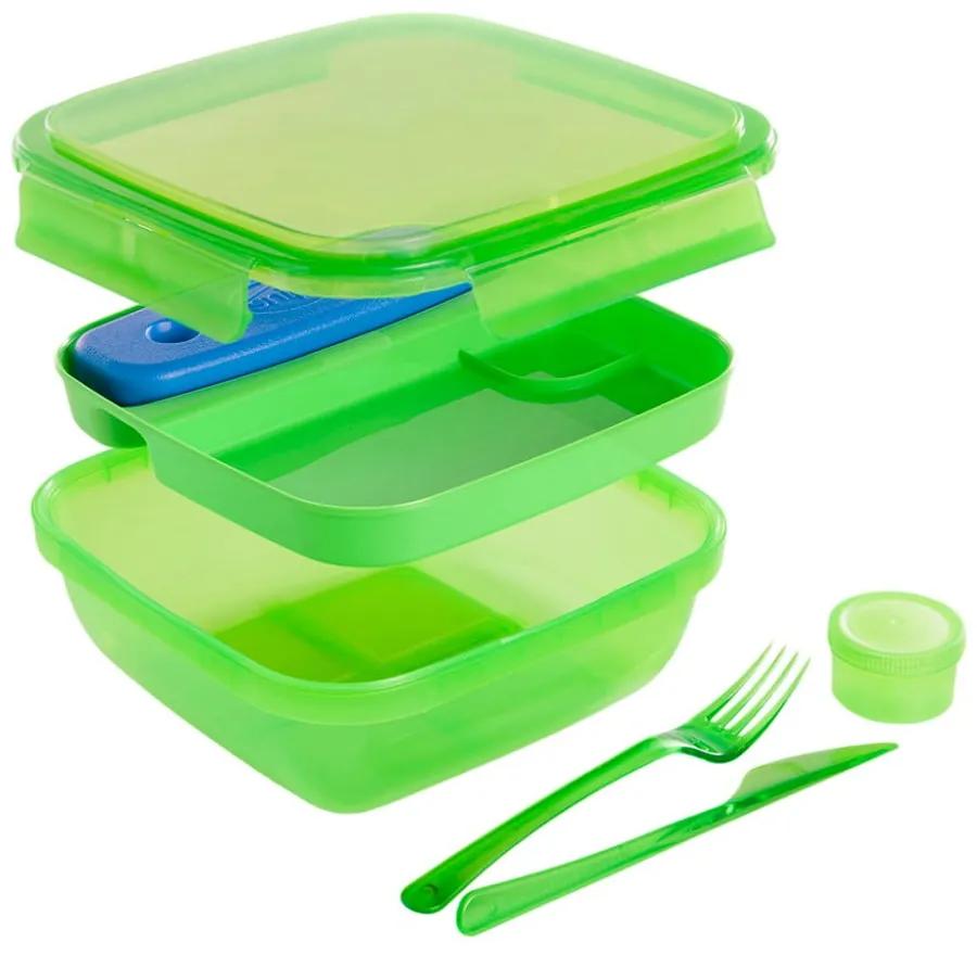 Zelený obědový box s příborem a chladičem Snips Lunch, 1,5 l