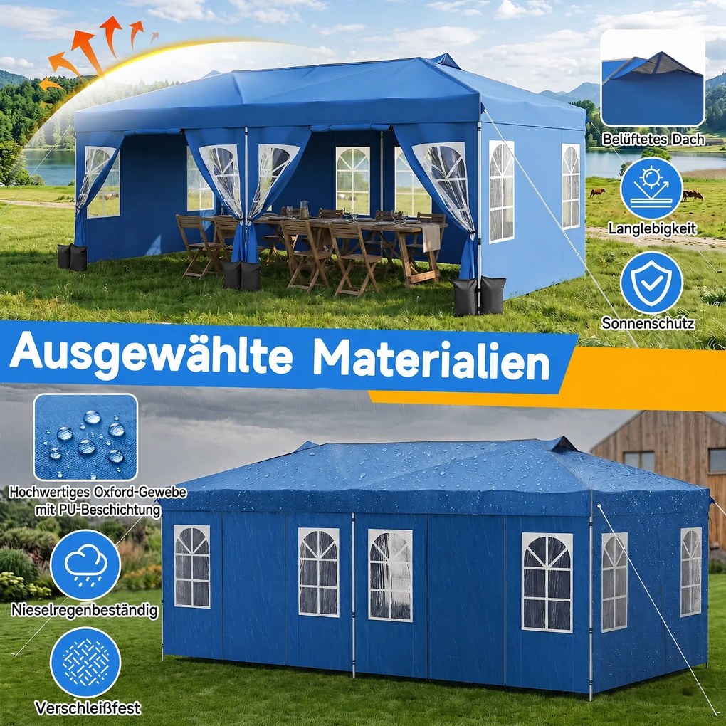 Costway Pavilon Pop-up párty stan výškově nastavitelný s 6 bočními stěnami