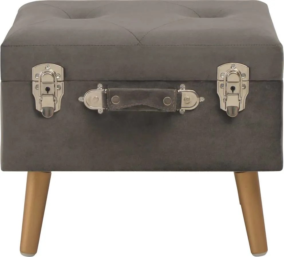 Stolička s úložným prostorem 40 cm šedá samet 329253