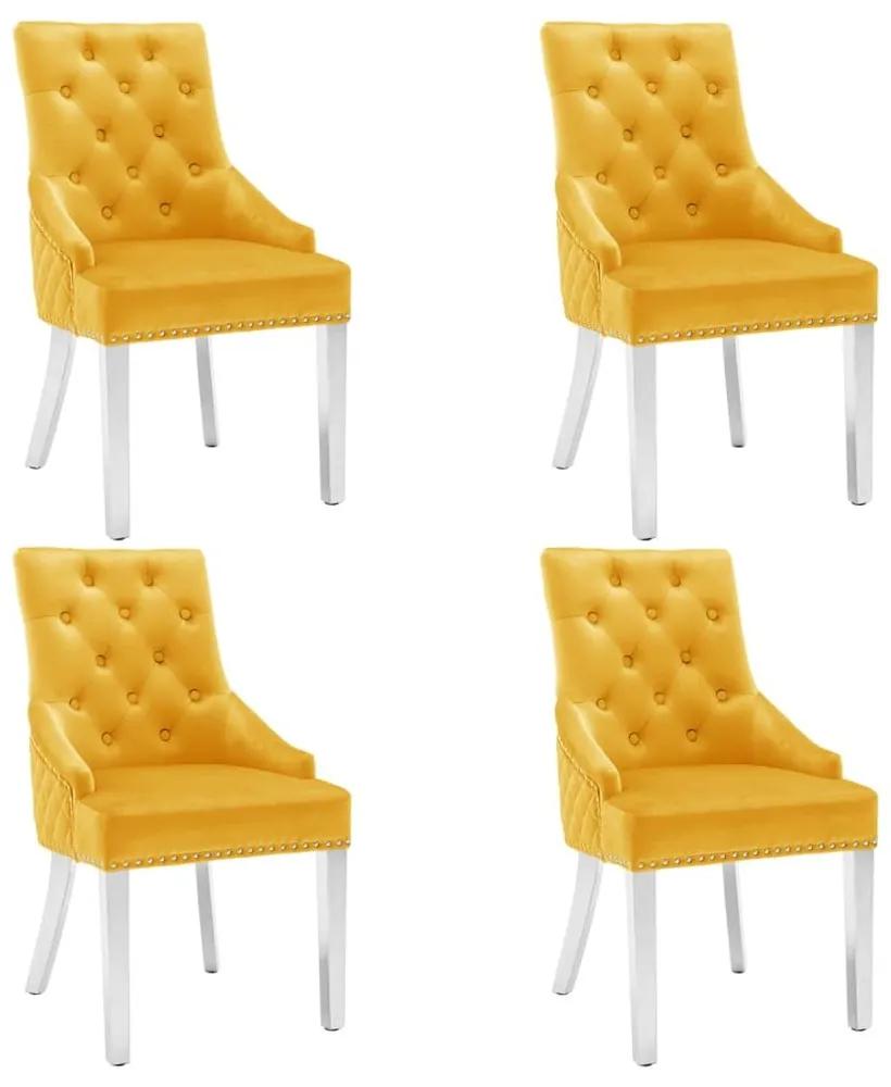 Petromila Jídelní židle 4 ks žluté samet