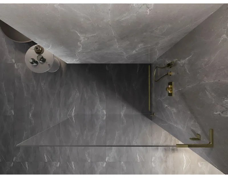 Mexen, Mexen Lunar L sprchová stěna pravá 90 x 200 cm, průhledná 8 mm, zlatá - 830L-090-000-50-00-P
