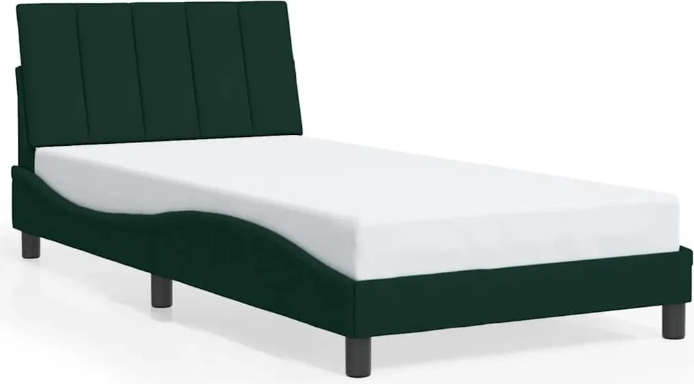 Rám postele bez matrace Hanko tmavě zelená 100 x 200 cm samet 3207834