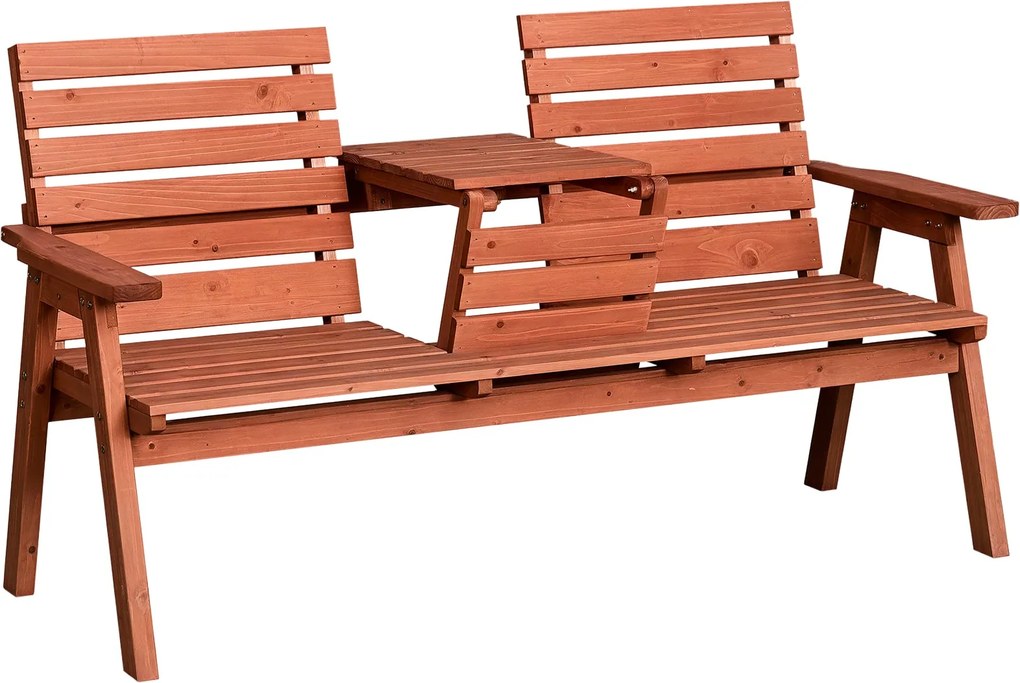 Outsunny Zahradní Lavice z Jedlového Dřeva pro 2 nebo 3 Osoby, Převoditelný Stůl na Místo Ksezení, Voděodolná, 160x68x92cm | Aosom