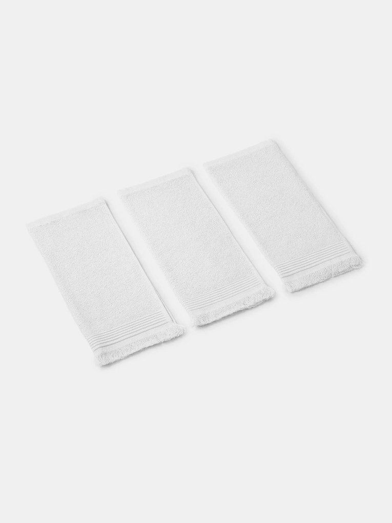 Sinsay - Sada bavlněných ručníků s třásněmi 3 pack - bílá