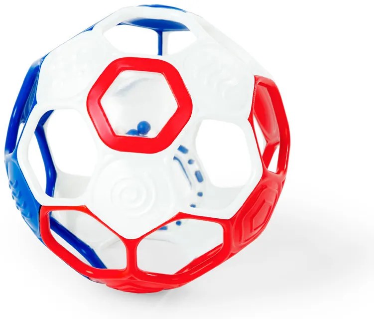 Oball rattle goals 10 cm red, white/blue