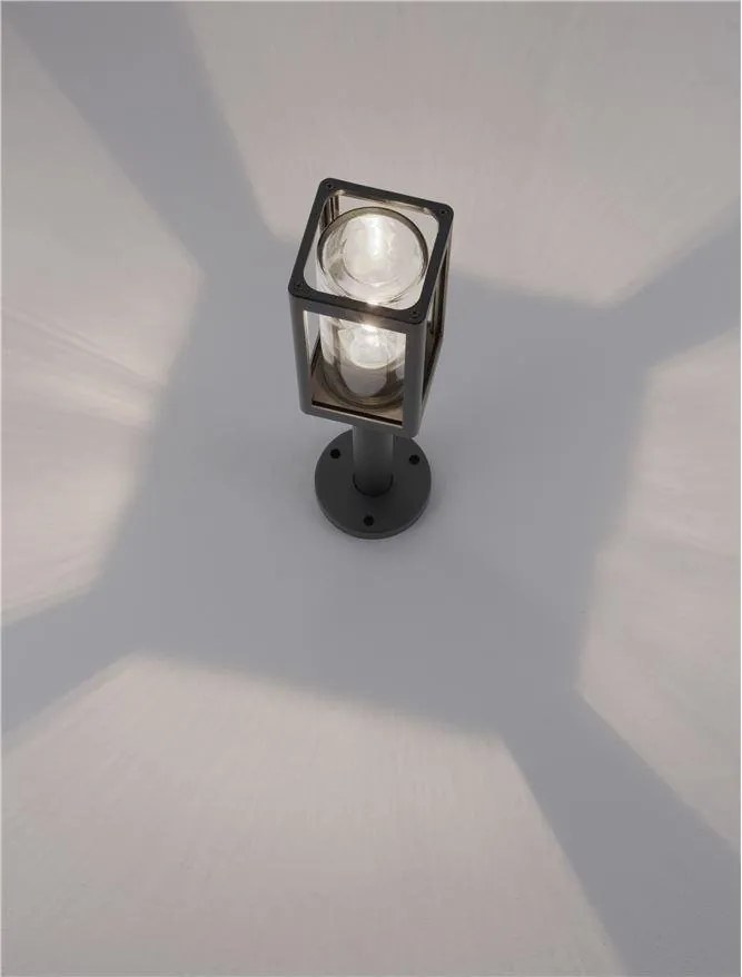NV 9060193 Venkovní sloupkové svítidlo FIGO tmavě šedý hliník a čiré sklo E27 1x12W 220-240V bez žárovky IP54 - NOVA LUCE