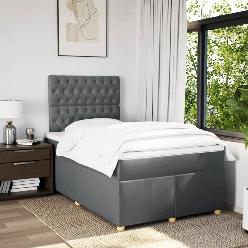 Box spring postel s matrací tmavě šedá 120x200 cm textil 3291255