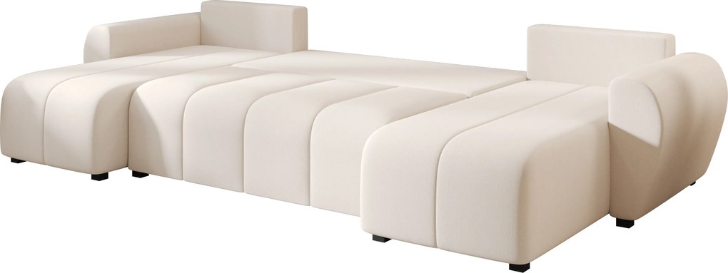 Rozkládací sedací souprava do U SEVIO 311x145 cm, krémová + 2 polštářky ZDARMA