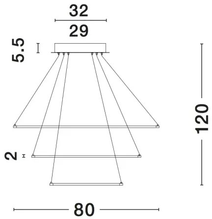 LED lustr Aria 135W 80 chrome