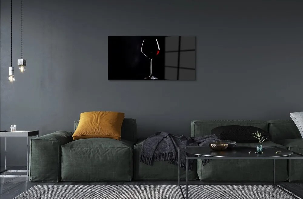 Obraz na skle Černé pozadí se sklenkou vína 125x50 cm