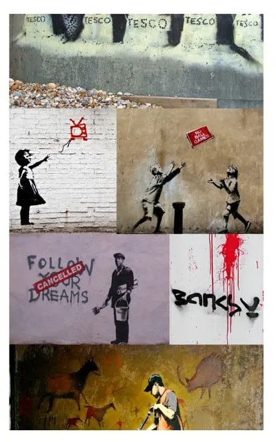 Tapeta v roli Bimago Banksy, 0,5 x 10 m