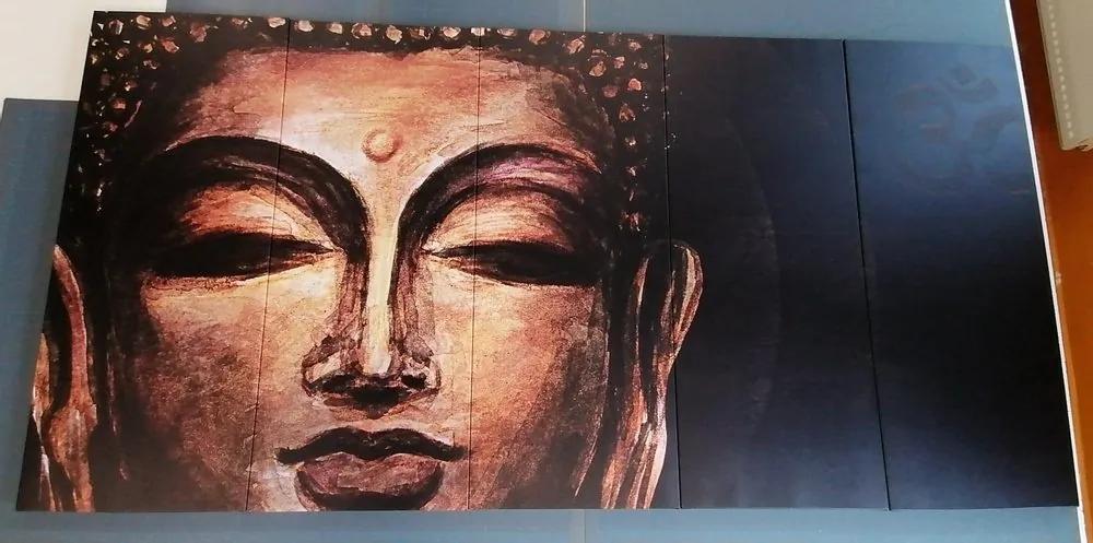 5-dílný obraz tvář Buddhu - 200x100 cm