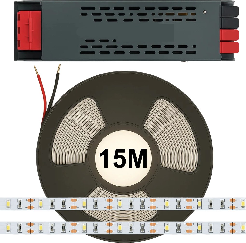 Set 15M Led pásek bílý neutrální Smd 2835 pásek 12V IP20 Premium
