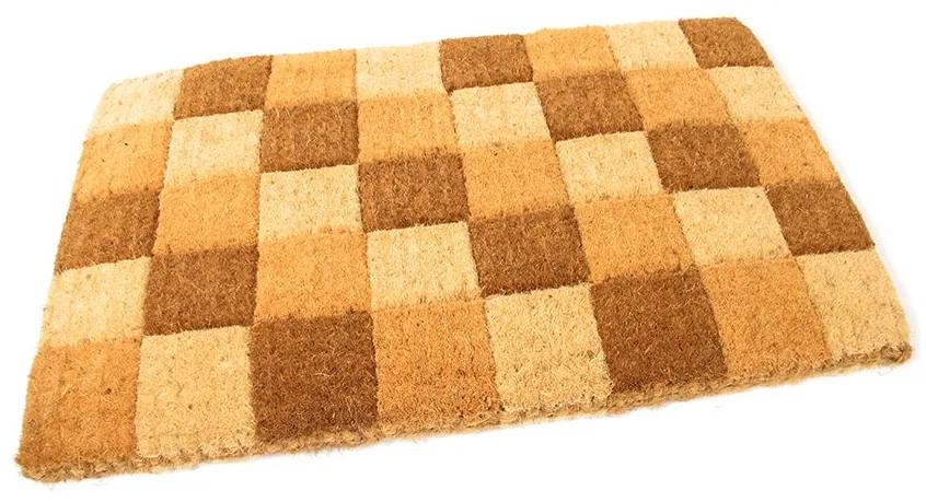 Kokosová vstupní venkovní čistící rohož Squares, FLOMAT - délka 45 cm, šířka 75 cm a výška 4,7 cm