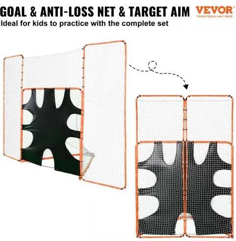 Lakrosová branka 3-V-1 s dorazem a terčem, 3,66 × 2,74 m