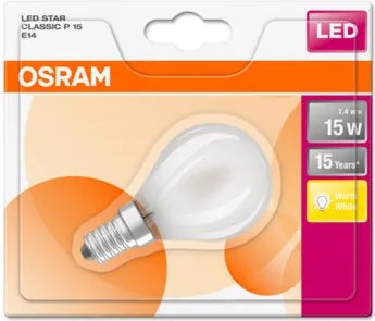 Ledvance LED žárovka 4058075108080 230 V, E14, 1.4 W = 15 W, teplá bílá, A++ A++ - E , kapkovitý tvar, vlákno