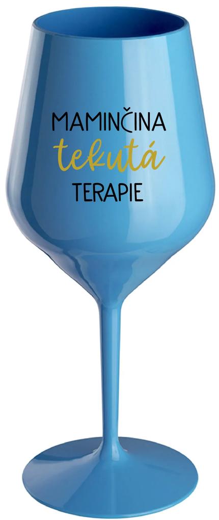 MAMINČINA TEKUTÁ TERAPIE - modrá nerozbitná sklenice na víno 470 ml