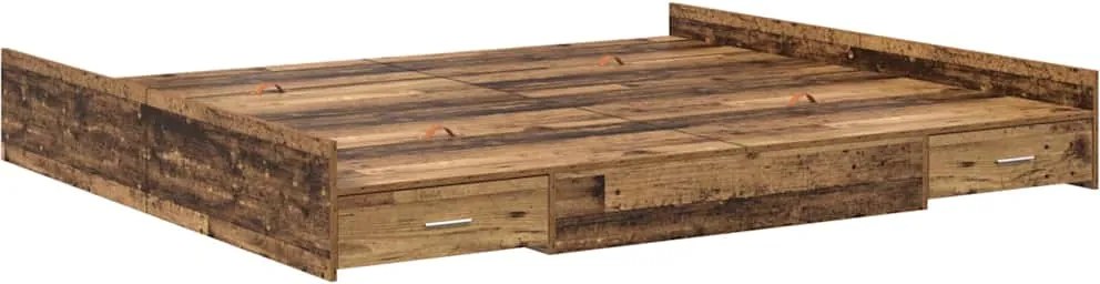 Rám postele s úložným prostorem s čelo Staré dřevo 200 x 200 cm 3335267