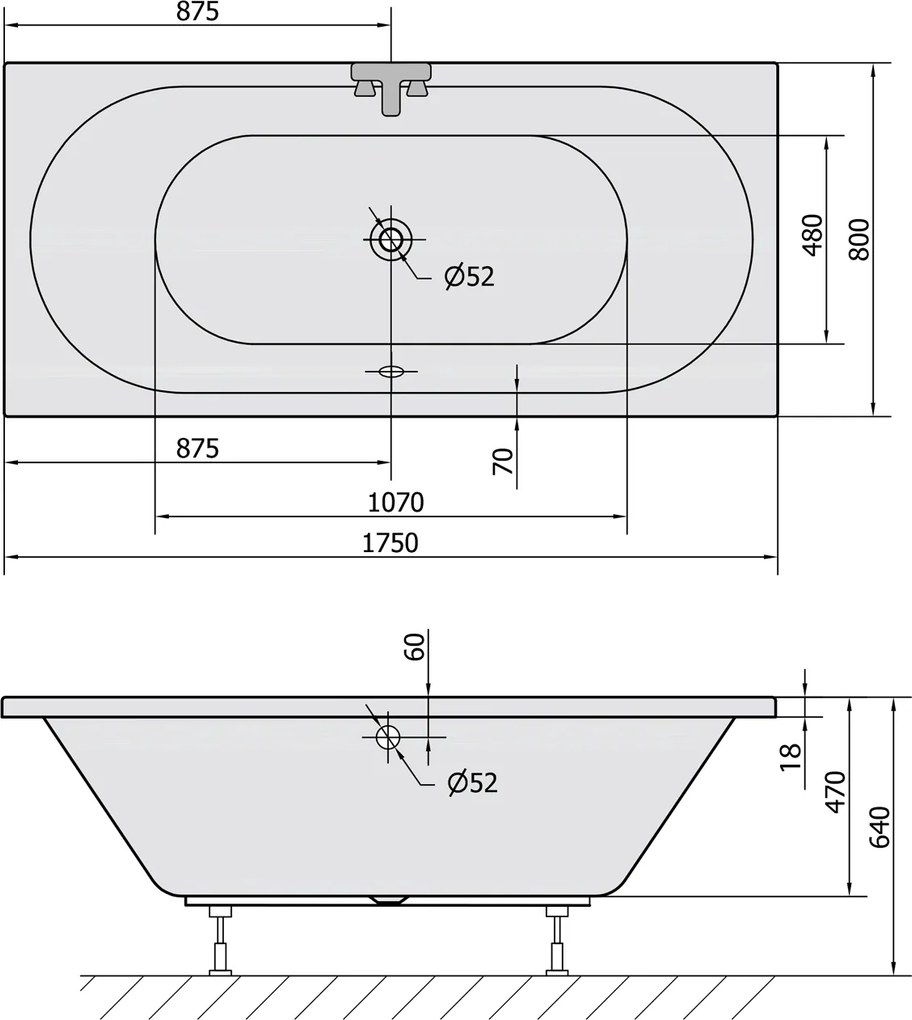 Polysan Viva B Slim 175 x 80 cm vana obdélníková akrylátová 88119S