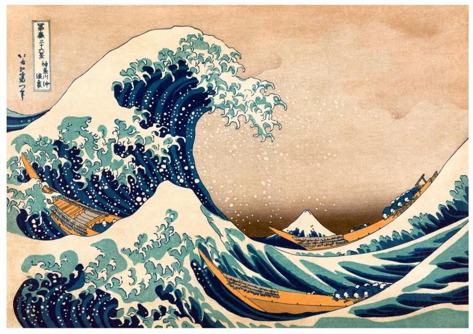 Samolepící fototapeta - Hokusai: Velká vlna za Kanagawou (reprodukce) 294x210