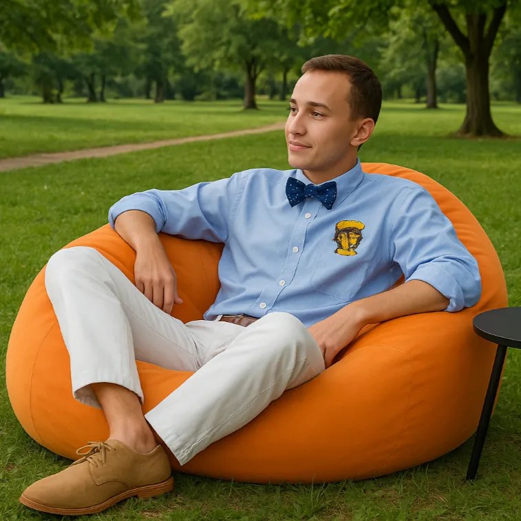 Sedací vak koule semišová oranžová EMI