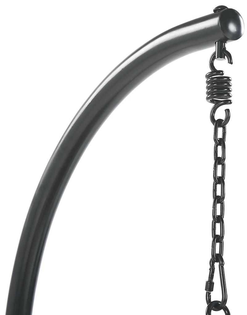 Závěsné křeslo ø 102 cm z umělého ratanu černé ALBA Beliani