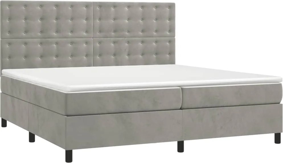 Box spring postel s matrací světle šedá 200x200 cm samet 3143283