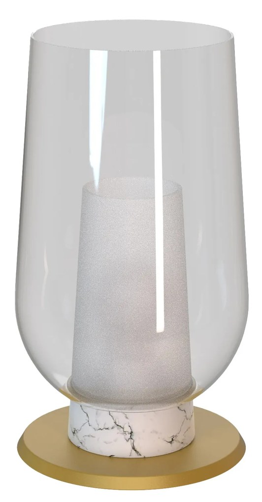 Mantra 8401 Nora, stolní lampa 1xE27 čiré sklo/bílý mramor, průměr 18cm