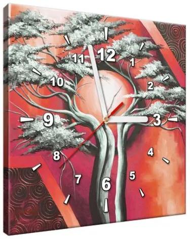 Tištěný obraz s hodinami Mohutný strom během červené noci 30x30cm ZP4068A_1AI