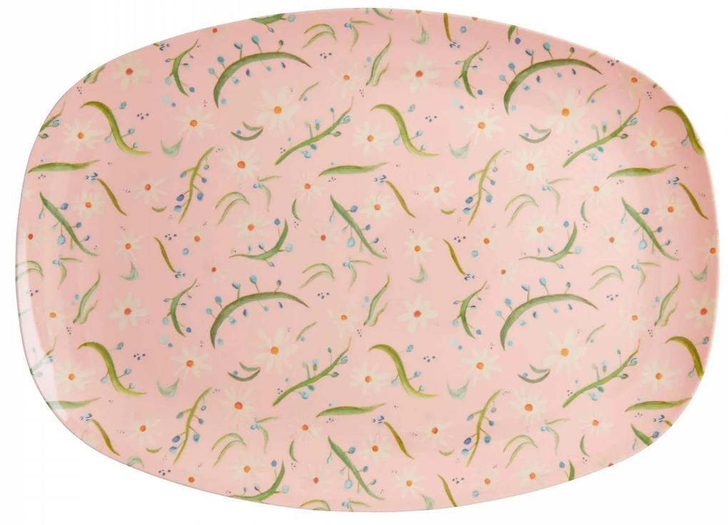 rice Melaminový tác Daisies Print, růžová barva, melamin